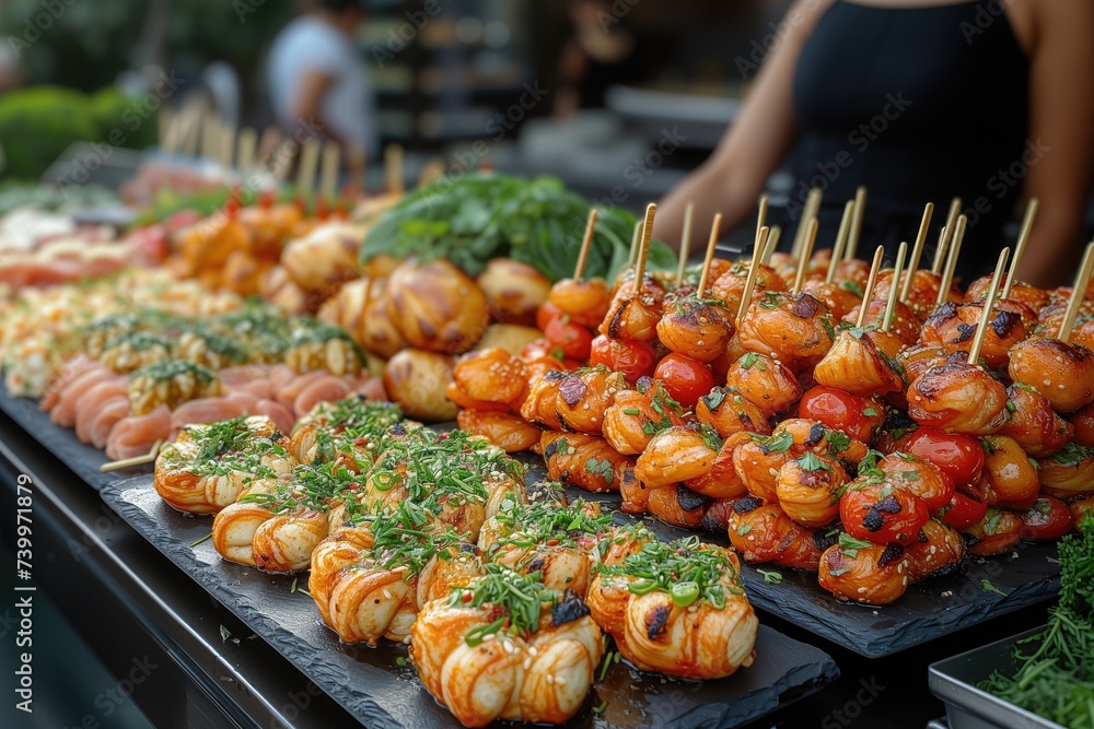 Delicious Food theme. A spread of delicious finger foods and appetizers ...