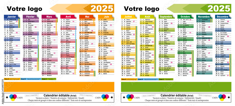 Calendrier 2025 - 19 Stock Vector | Adobe Stock