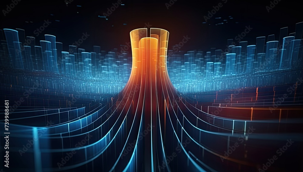 Big data technology and information funnel, data collection analysis and conversion into useful ...