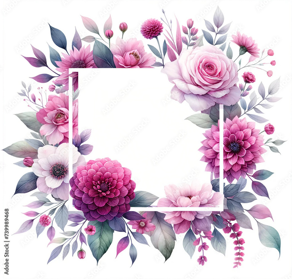 frame with flowers and Vibrant Purple Floral Square Frame isolated on ...