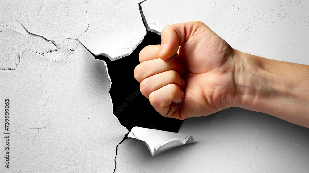 Angry fist punching wall, anger, emotional response Stock Illustration ...