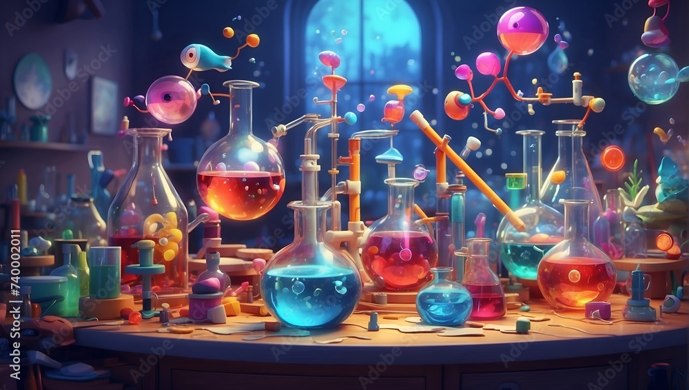 Imaginative background illustration of a chemistry lab room to attract ...