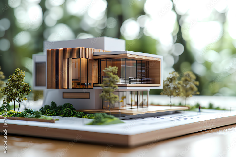 Foto de An illustration showcases a modern architectural residential ...
