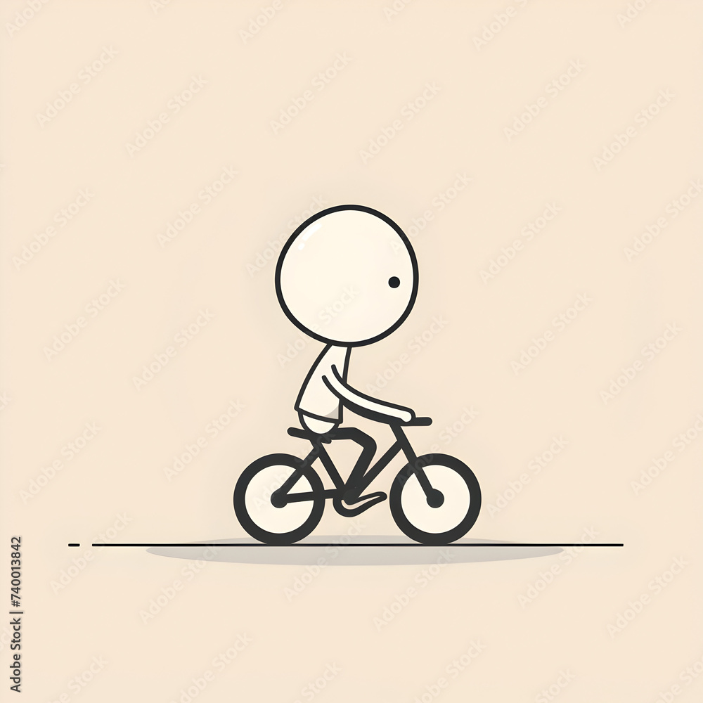 Cute stickman riding bicycle Stock Illustration | Adobe Stock