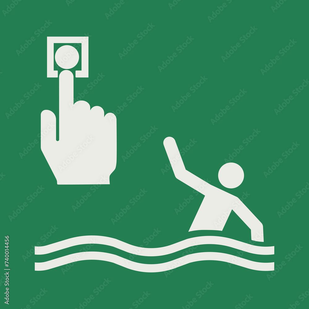 Poster SAFETY CONDITION SIGN PICTOGRAM, PERSON OVERBOARD CALL POINT ISO ...