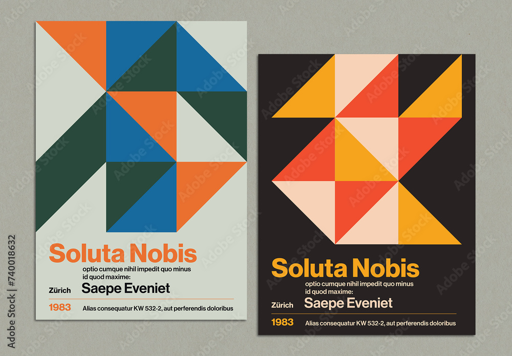 Swiss Minimalist Style Poster Design Layout Stock Template | Adobe Stock