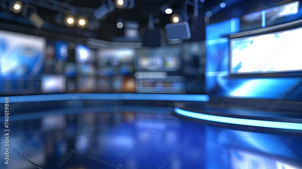 Fully Blurred News Studio For Background Purposes - Unfocused And Blurry Visualization Stock ...