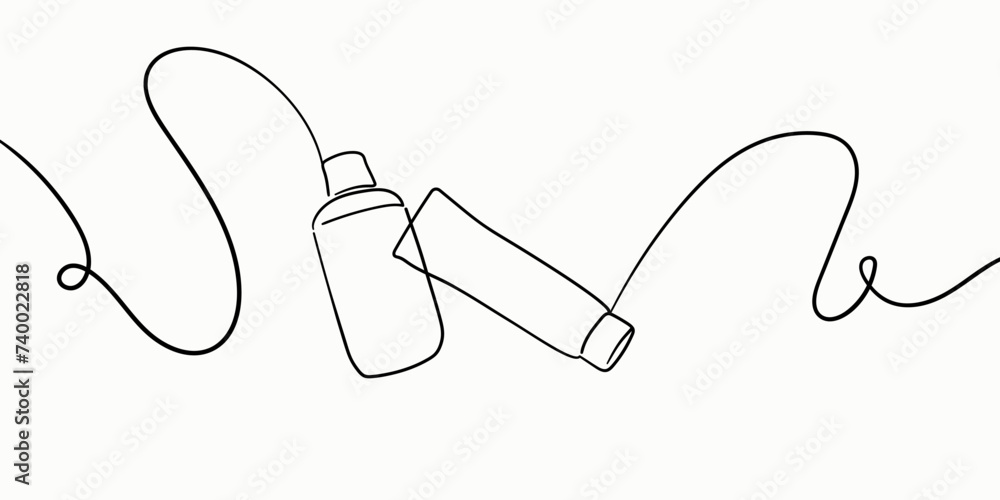 Continious line drawing skin care cosmetics collection, tube of face ...