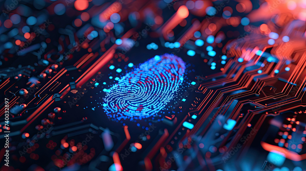 fingerprint digital technology electronic on a circuit board ...