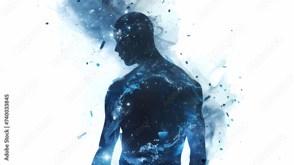 Mystical Cosmic Man Dissolving Into Stardust Stock Illustration | Adobe ...