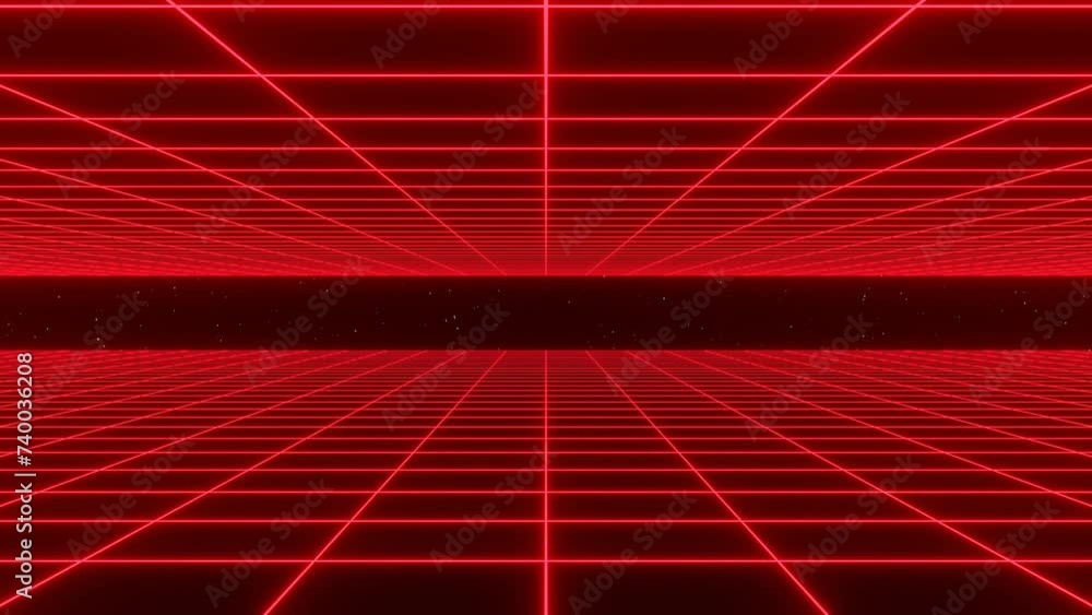 3d abstract simple two sides retro way in red disco colors. Neon 80s ...