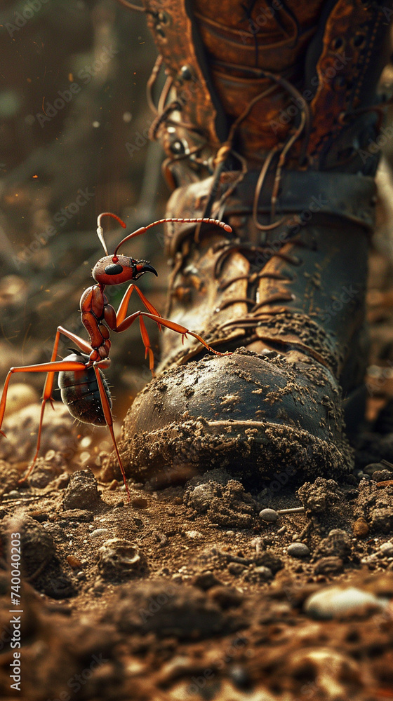 Against all odds an ant armed with a weapon claims victory beneath a ...