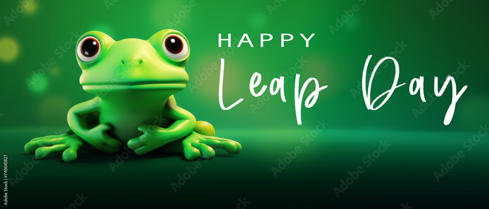 Happy Leap Day 29 February 2024, greeting card illustration with text ...