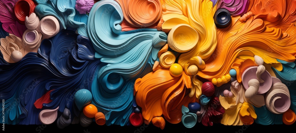 Acrylic relief paints. Vibrant and colorful palette patterns of acrylic ...