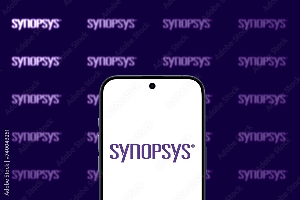 Synopsys Logo is displayed on a modern smartphone, tools and services ...