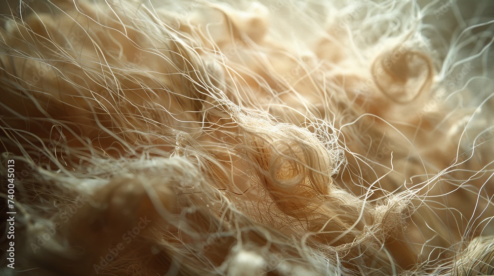 Hemp fibers magnified displaying a dense jungle of durable strands a ...