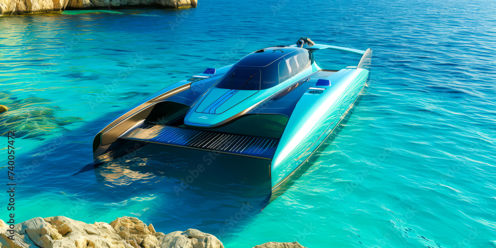 Hidropace electric hidrofoil catamaran of the future Stock Illustration ...