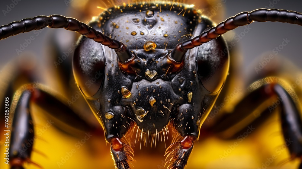 Black ant face photo using extreme macro techniques.Extreme Close-up ...