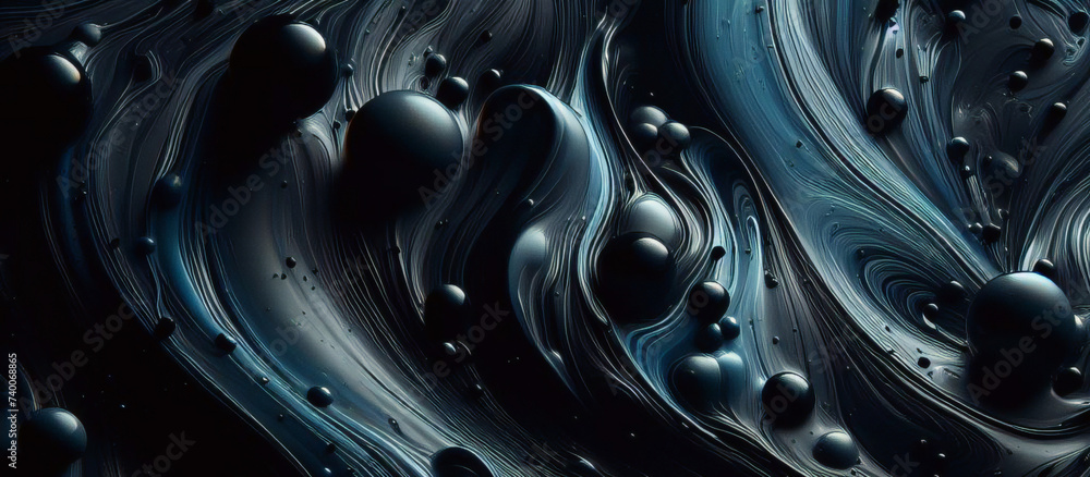 Textura de fondo Marvel azul negro, efecto líquido brillante, papel ...