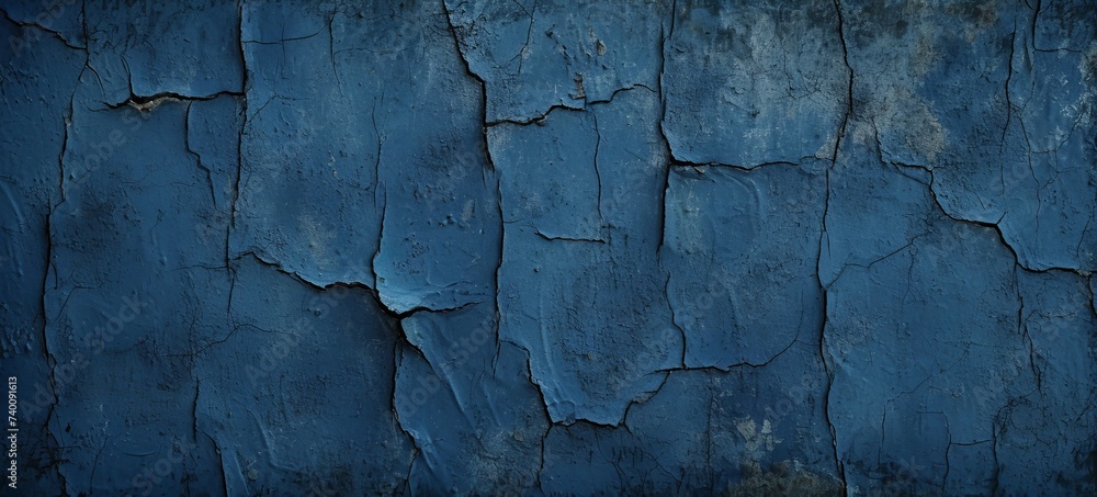 Dark blue abstract colored rustic cracked concrete cement tile terrace ...