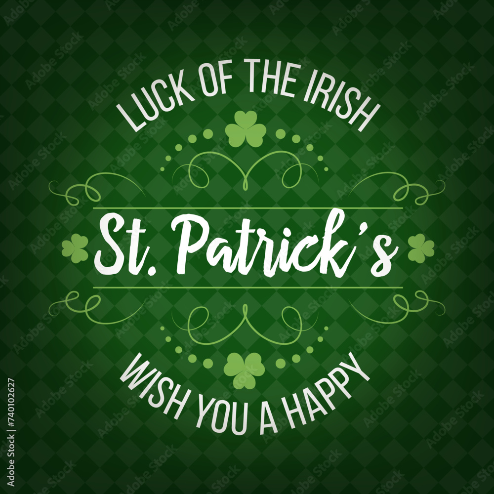 Saint Patricks Day holiday greetings banner with vector shamrock leaves ...