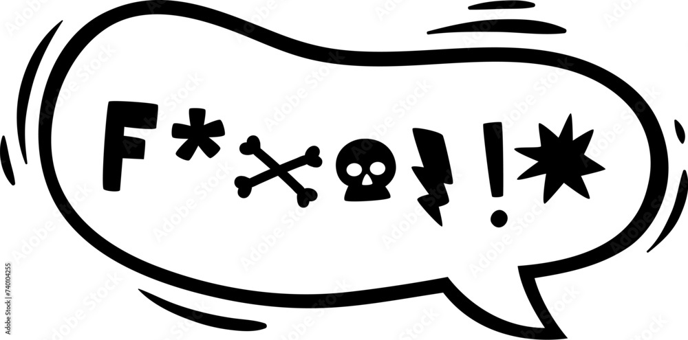 Comic swear speech bubbles, hate angry talk, aggressive expletive curse ...