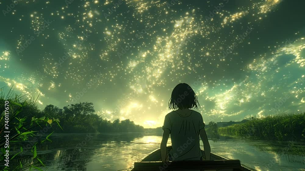 A woman navigates a raft along a river, surrounded by a beautiful ...