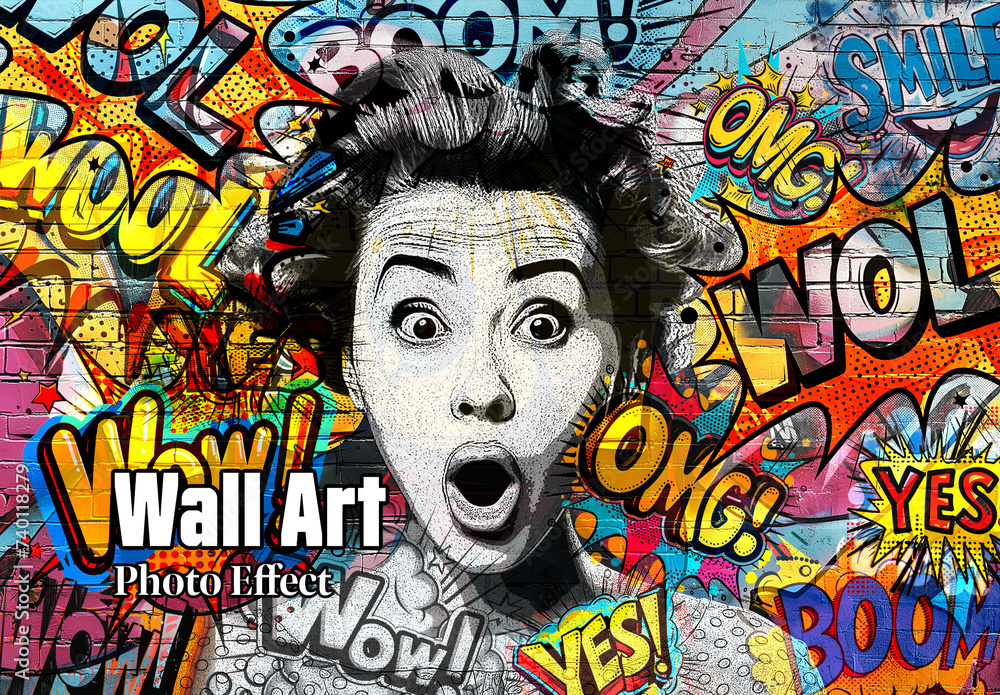 Comic Wall Painting Art Effect. Some Elements are AI Generated Stock ...