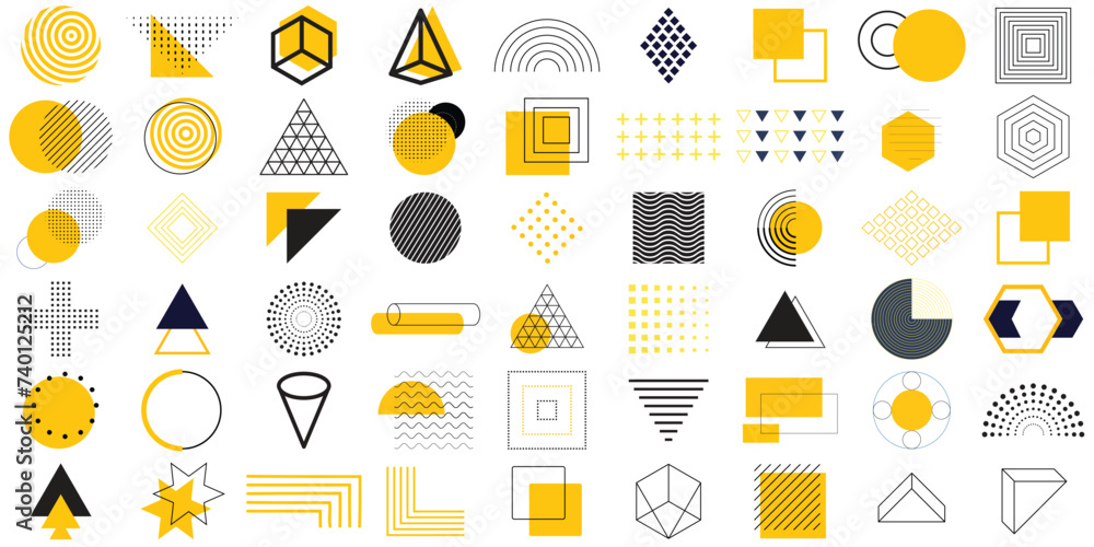 Vetor de Universal trend geometric shapes. Collection of 100 geometric ...