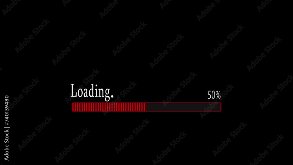 Loading bar animation isolated on a black background. Simple Loading ...