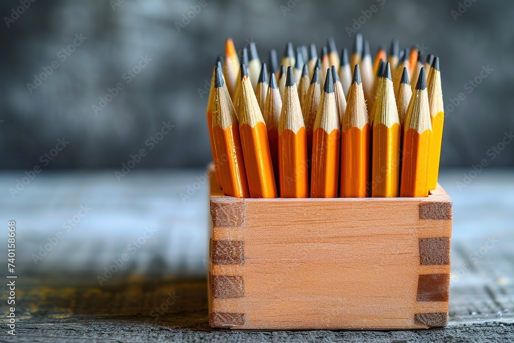 Pencils arranged outside a drawn box, emphasizing thinking outside the ...