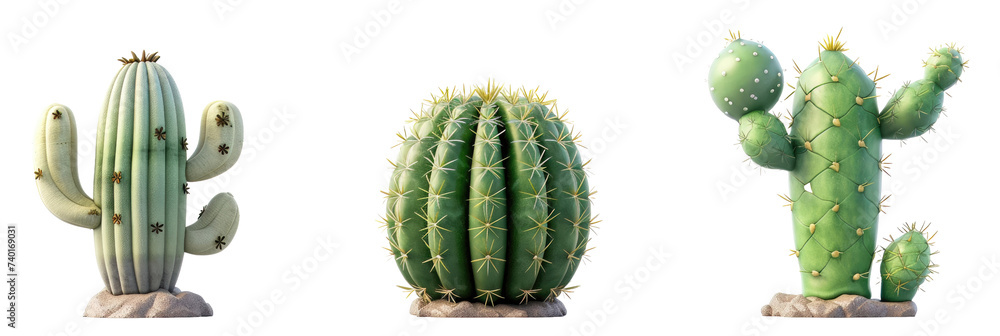 Three realistic cacti on a transparent background, Mexican theme. Stock ...
