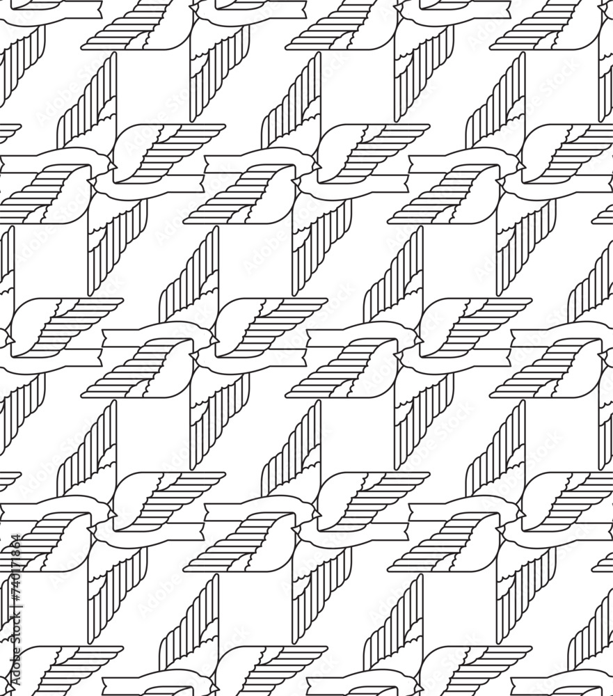 Vecteur Stock Two birds flying towards each other. Graphic background ...