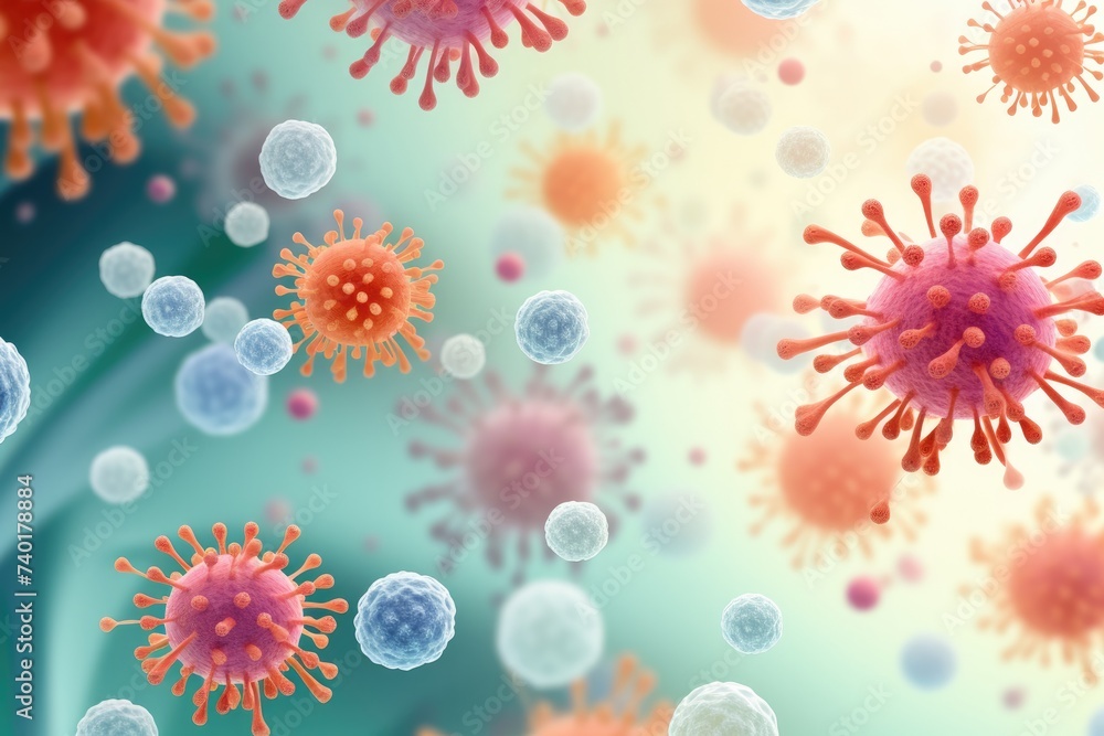Molecular structure of cancer, blood, bacteries, inside view of healthy ...
