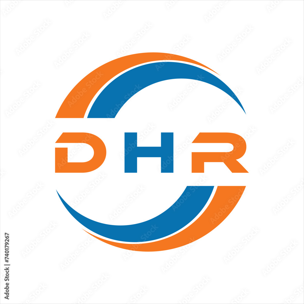 DHR letter design. DHR letter technology logo design on white ...