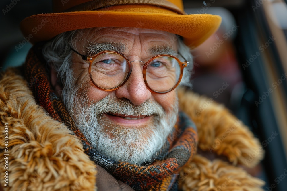 A distinguished man with a warm smile and a hint of mischief in his ...