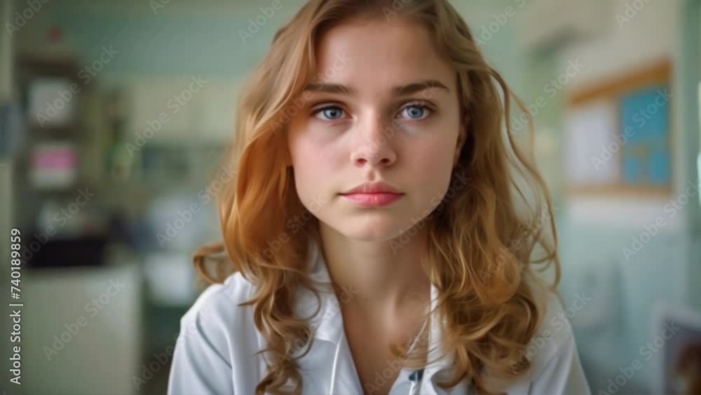 Teenage girl explaining her health problems, and pain. Stock-Video ...