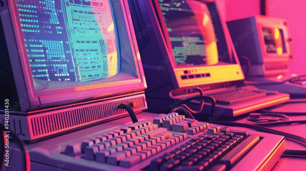 1980s computer graphics meshing retro art with modern digital ...