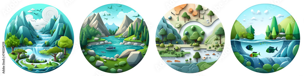 Ecosystem clipart collection, vector, icons isolated on transparent ...