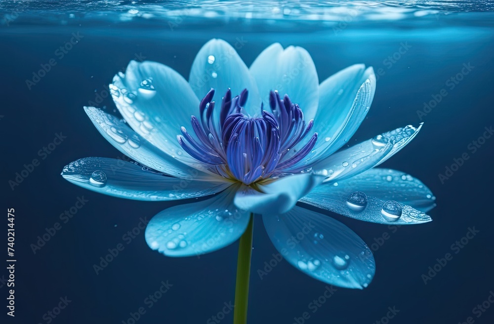 Beautiful background with flowers under water. Beautiful floating vanilla flower underwater with ...