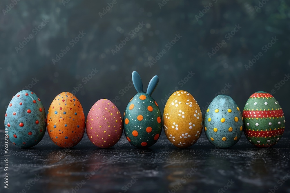 Happy Easter Eggs hop boil. Bunny hopping in flower geometric wallpaper ...