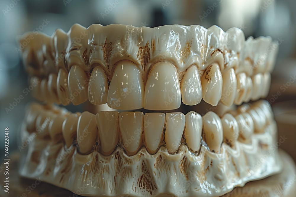 Capturing the intricate details of a tooth model, this indoor shot ...