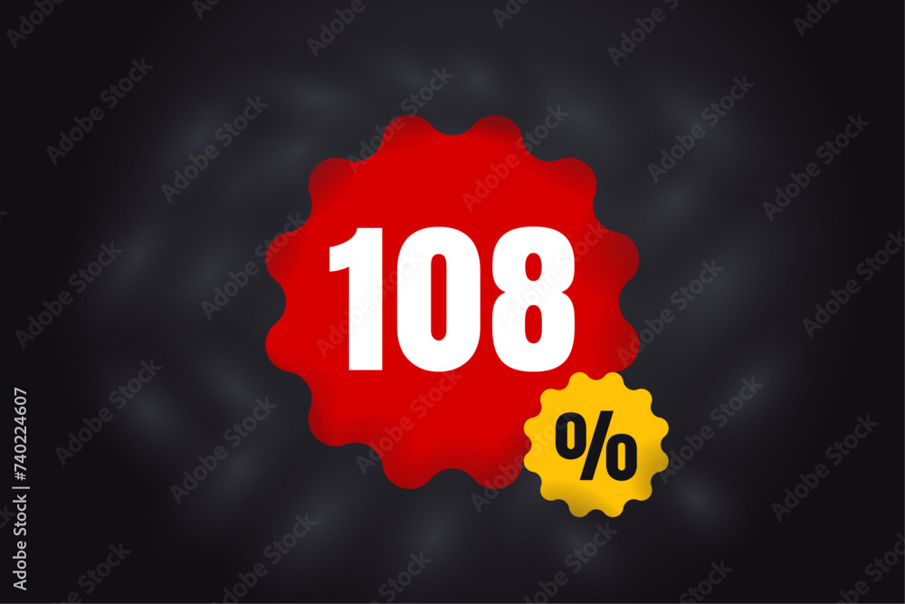 108% Discount Banner. 108 Percent Sales Promotional Design. Black ...