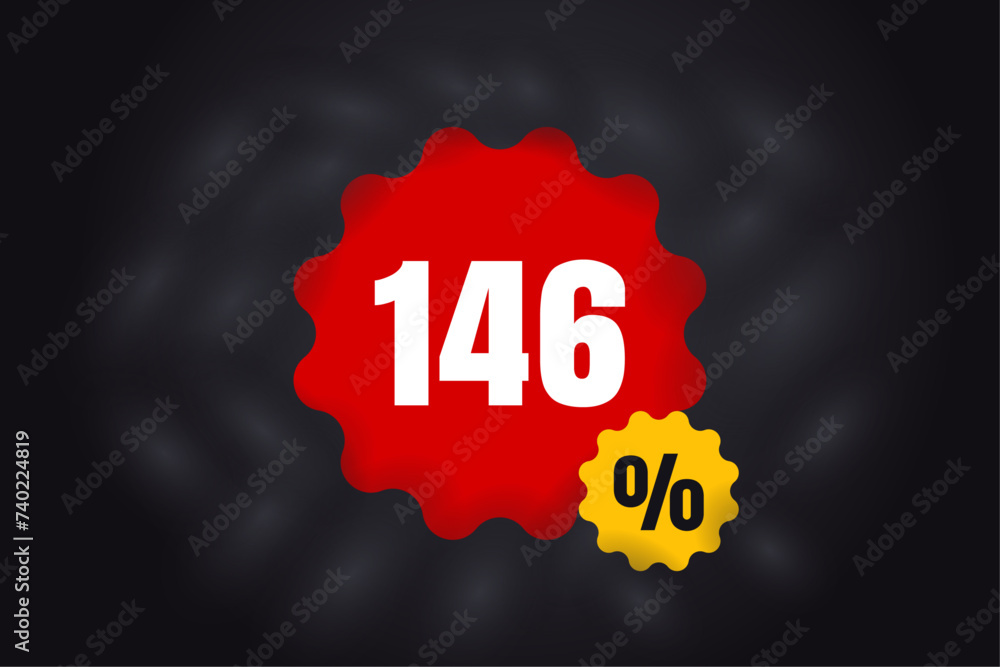 146% Discount Banner. 146 Percent Sales Promotional Design. Black ...