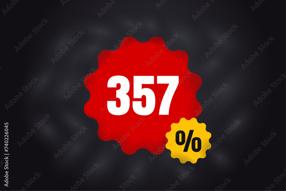 357% Discount Banner. 357 Percent Sales Promotional Design. Black ...