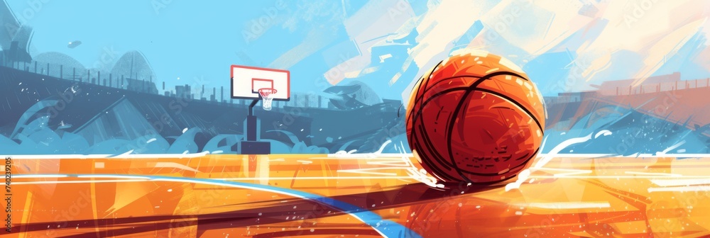 Vibrant Basketball Court Game - A dynamic basketball scene with a ...