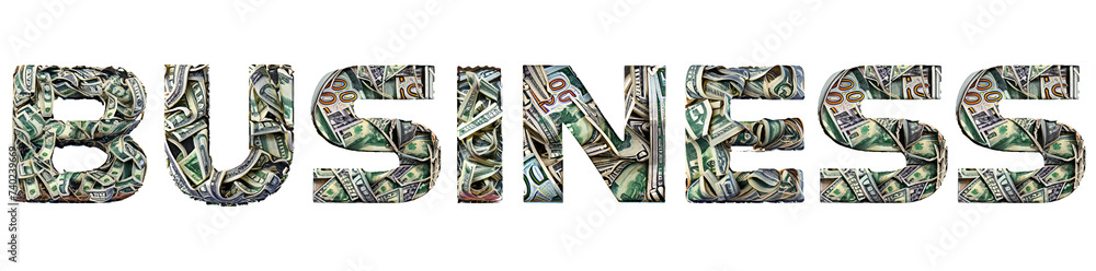 BUSINESS letters english letters vibrant colors transparent background ...