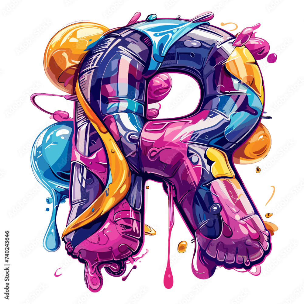 Vektorová grafika „Glossy 3D color alphabet bubble font. Cartoon symbol ... Vektorová grafika „Glossy 3D color alphabet bubble font. Cartoon symbol ...