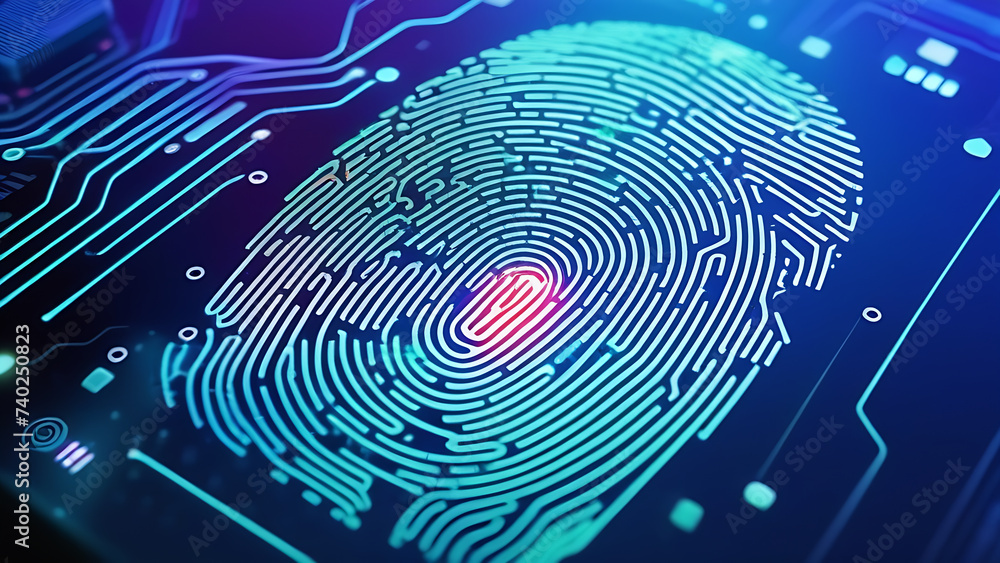 Fingerprint, digital scan of inger, thumbprint. Technology safety ...