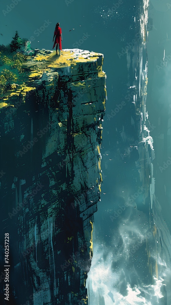 man standing cliff looking out ocean closeup fractured mysterious ...